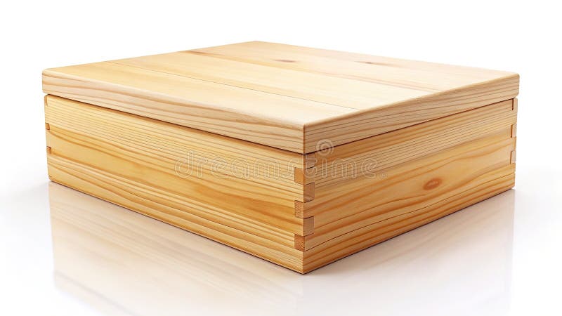 Minimalist Light Wooden Box Mockup Empty Rectangle Container for ...