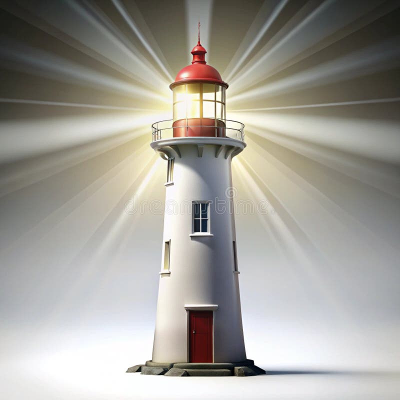 Minimalist Lighthouse with Light Beam Stock Illustration - Illustration ...