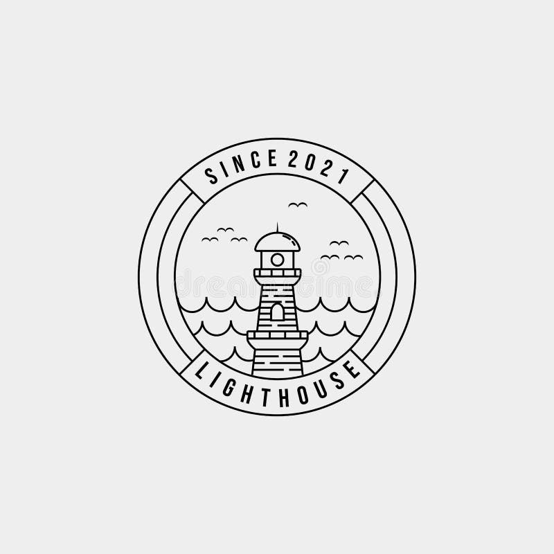 Minimalist Lighthouse Ocean Line Art Logo Vector Illustration Design ...