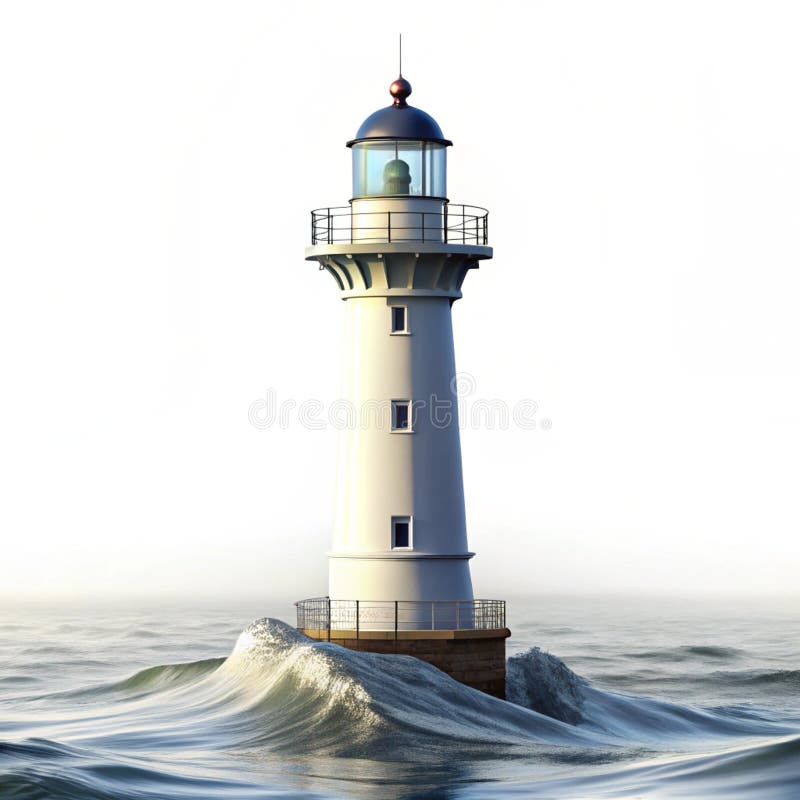 Simple Lighthouse with Waves Stock Illustration - Illustration of ...