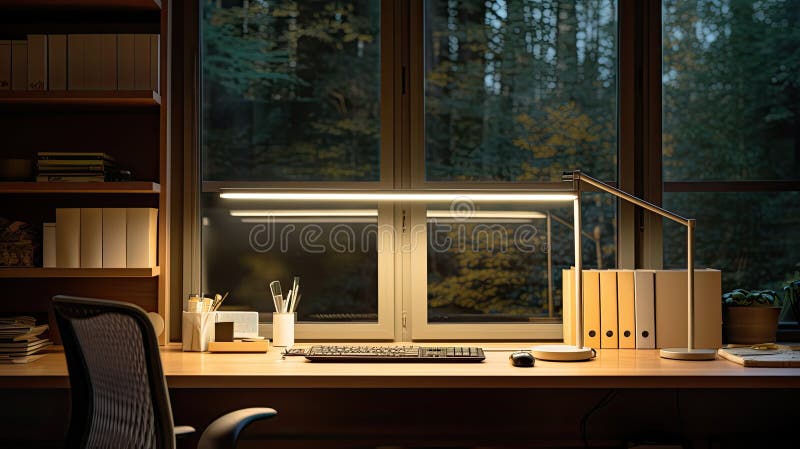 Minimalist lighting office stock illustration. Illustration of task ...