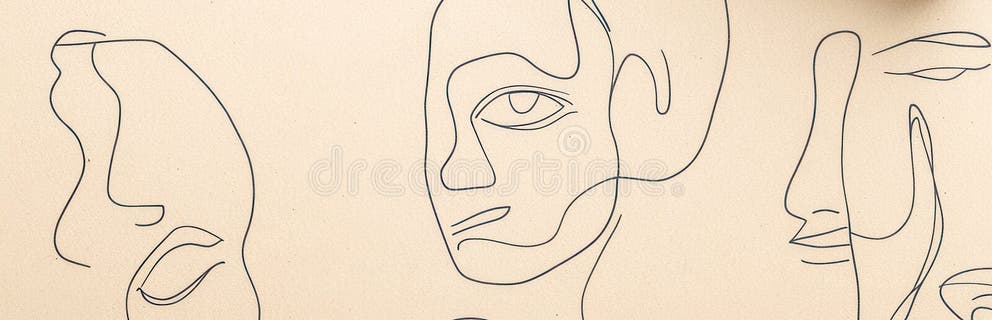 Minimalist Line Art Faces Creating a Modern and Abstract Design Stock ...