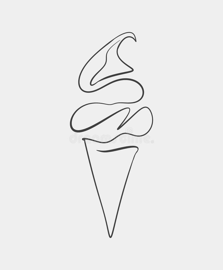 Minimalist Line Art Ice Cream Cone Drawing Stock Vector - Illustration ...