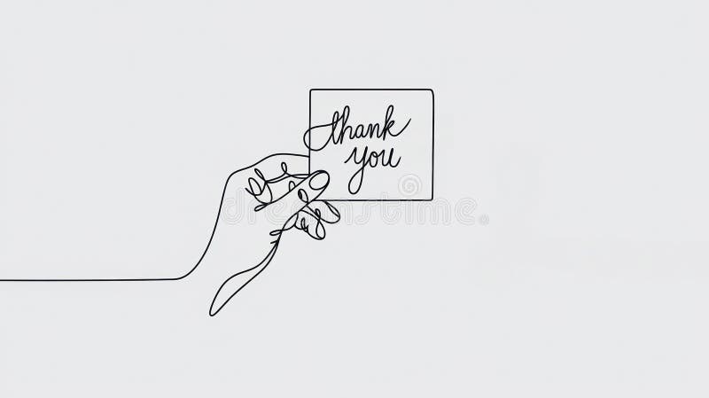 Minimalist Line Art with Thank You Note Stock Illustration ...