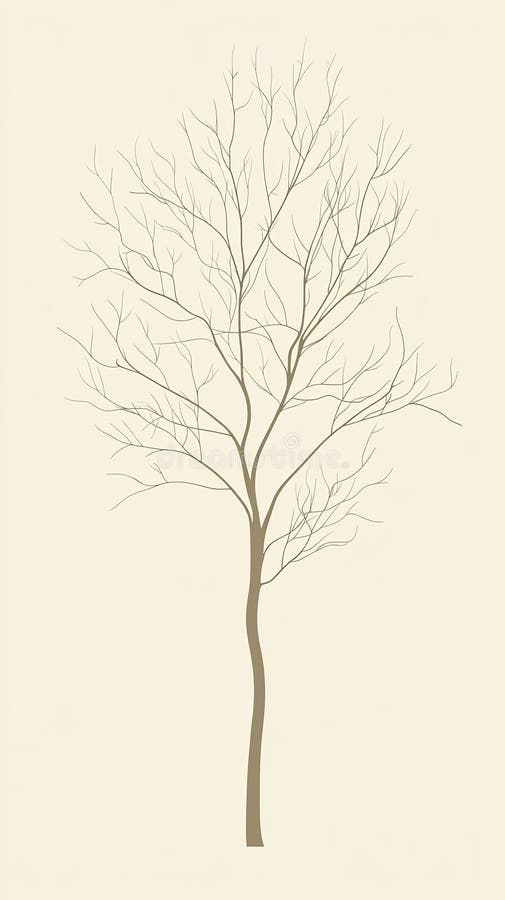 Minimalist Line Art of a Tree a Simple Quality Picture Quality. Stock ...
