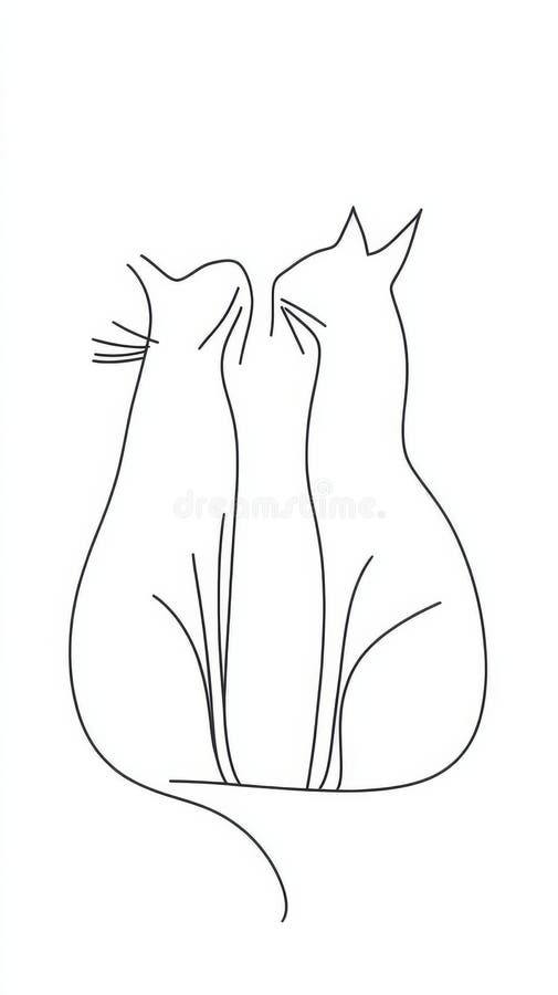 Line Drawing Two Cats Stock Illustrations – 301 Line Drawing Two Cats ...