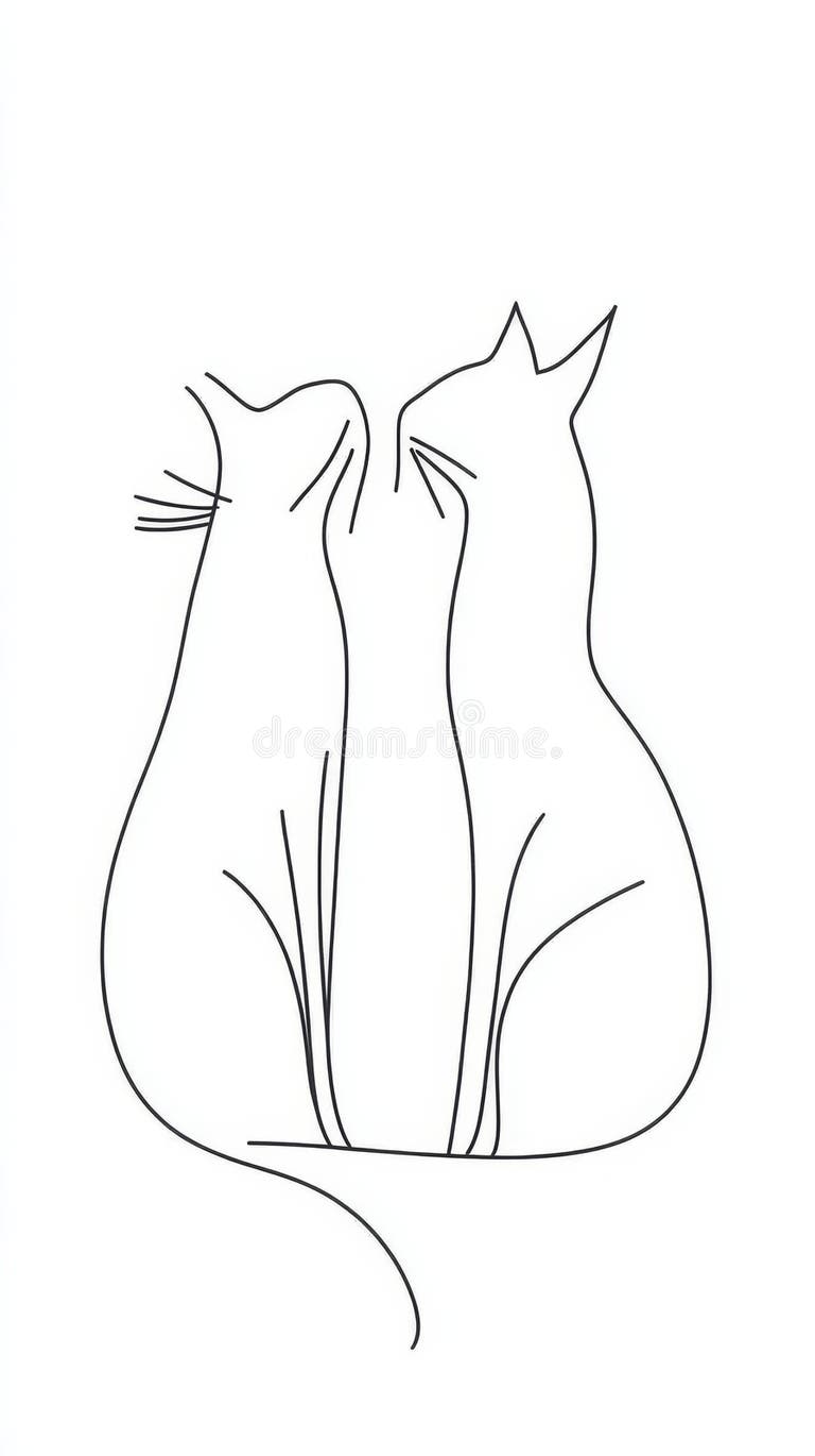 Line Drawing Two Cats Stock Illustrations – 301 Line Drawing Two Cats ...