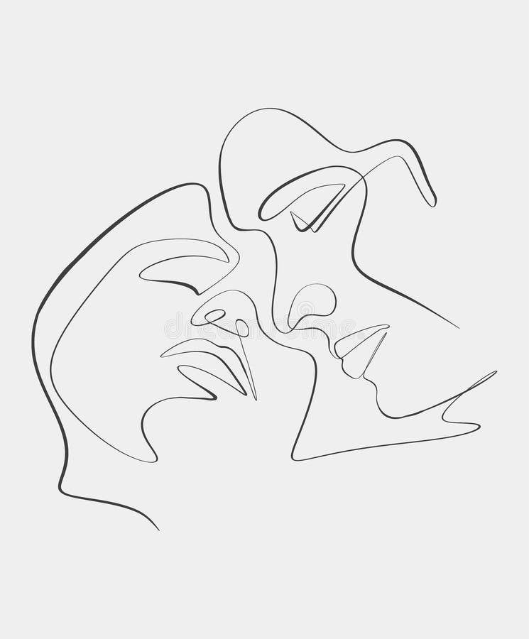 Minimalist Line Art of Two Faces Stock Vector - Illustration of sketch ...