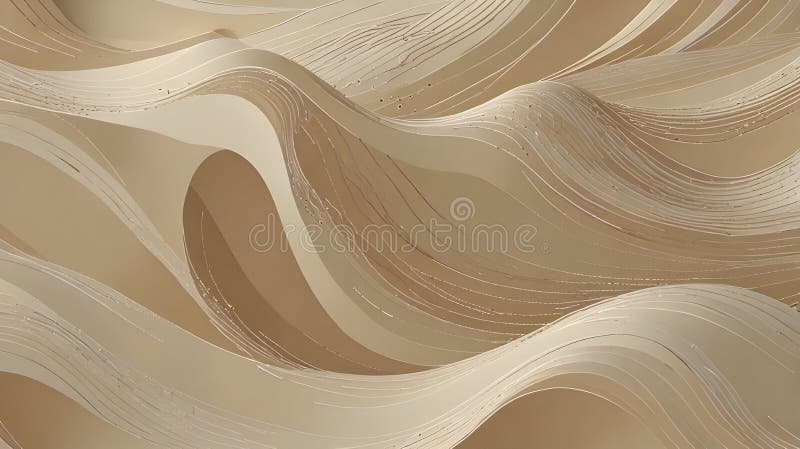 A Minimalist Line-art Wave Pattern in Soft Beige and Cream Tones Stock ...