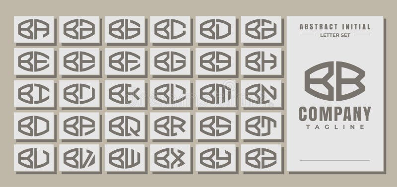 Minimalist Line Curve Abstract Letter B BB Logo Design Set Stock Vector ...