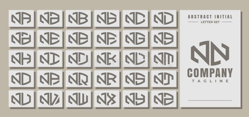 Minimalist Line Curve Abstract Letter N NN Logo Design Set Stock Vector ...