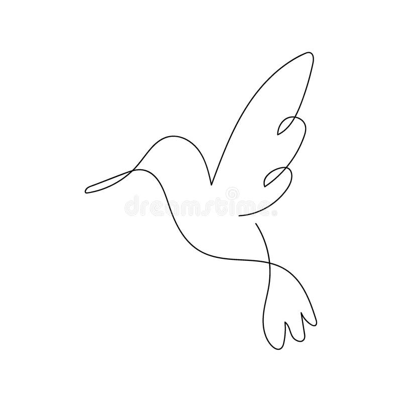 Fly Bird One Line Continuous Design. One Line Hand Draw on White ...