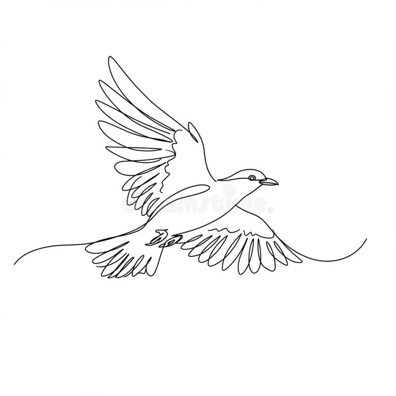 A Minimalist Line Drawing of a Bird in Mid-flight, Created Using a ...