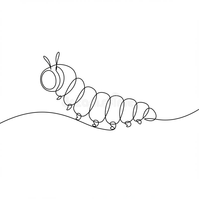 A Minimalist Line Drawing of a Caterpillar, Formed Using a Continuous ...