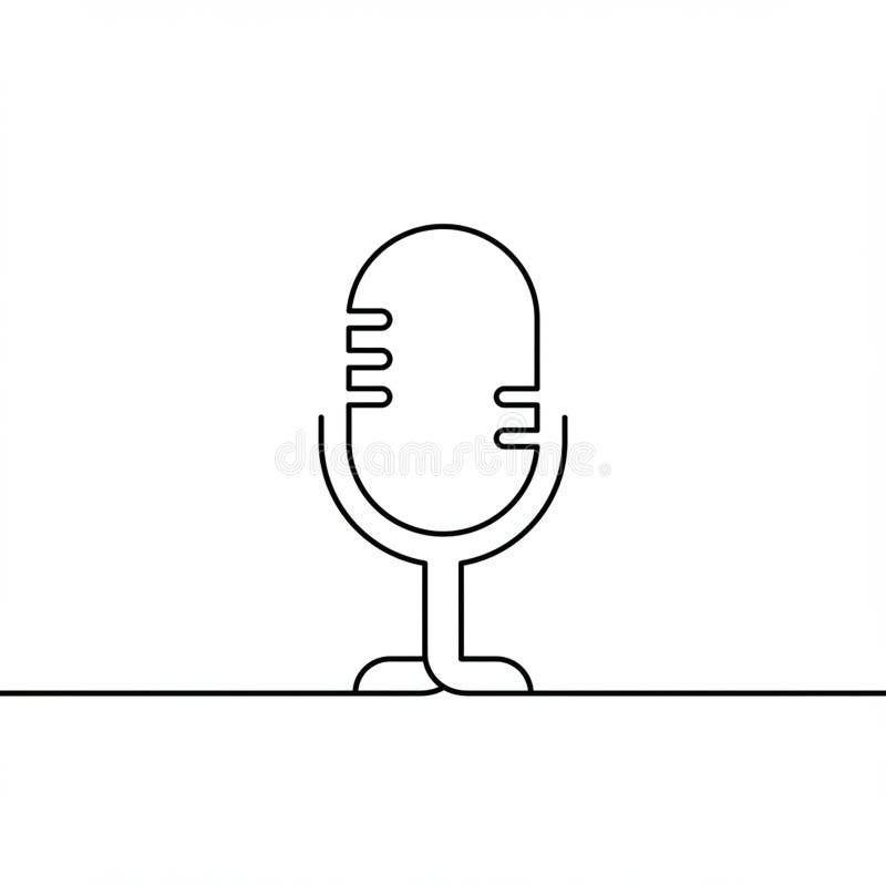 A Minimalist Line Drawing Features a Classic Microphone Design ...
