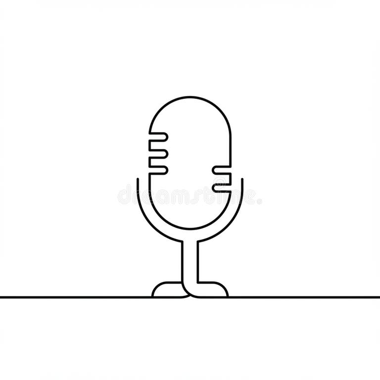 A Minimalist Line Drawing Features a Classic Microphone Design ...