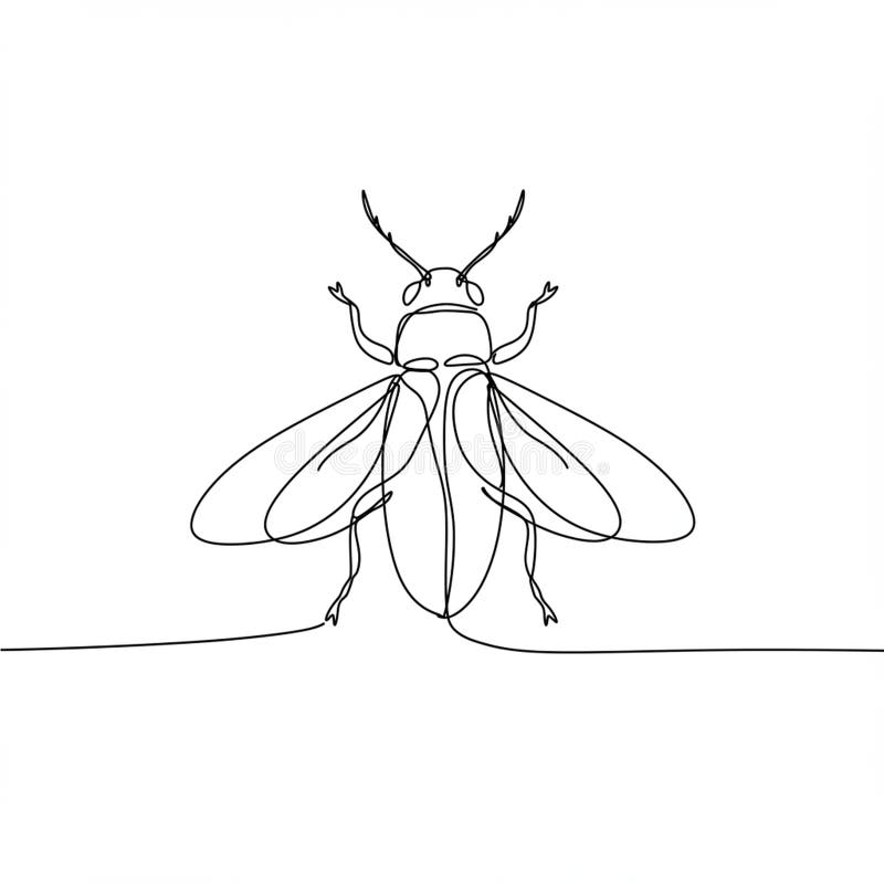 A Minimalist Line Drawing of a Fly Featuring a Continuous, Unbroken ...