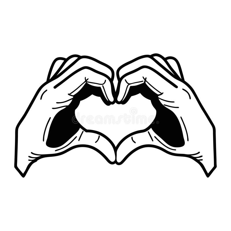 Minimalist Line Drawing of Hands Forming Heart Shape Stock Vector ...
