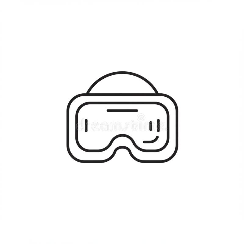 Minimalist Line Drawing of Ski Goggles with a Curved Frame and Strap ...