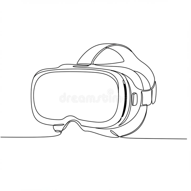 Minimalist Line Drawing of a Virtual Reality Headset. the Headset ...