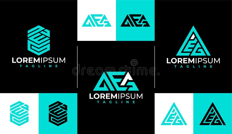 Minimalist Line Initial a E G AEG Logo Design Template. Modern Letter ...