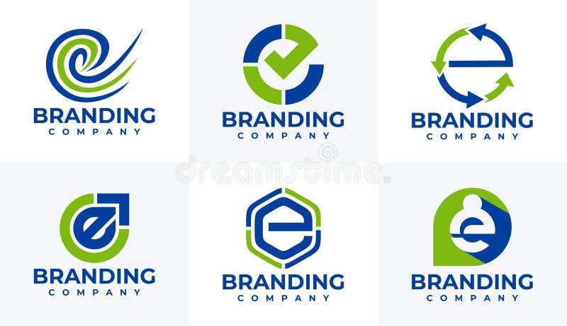 Minimalist Line Lowercase Letter E Logo Design Set. Modern Initial E ...