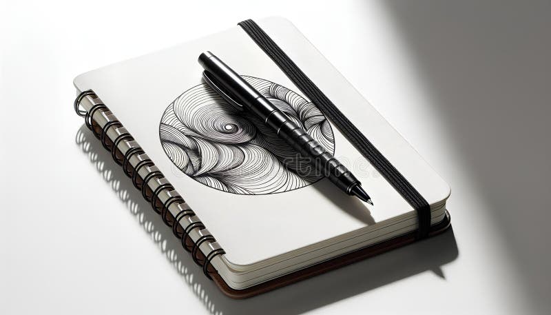 Minimalist Lined Notebook with a Black Pen Resting on Top, Symbolizing ...