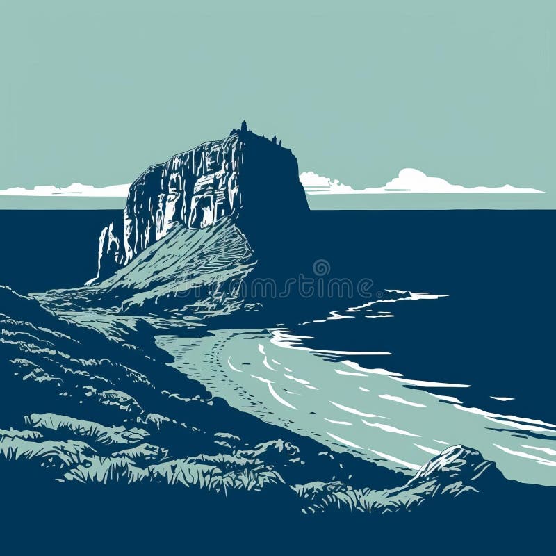 Minimalist Linocut Art: Capturing the Essence of a Headland in One Line ...