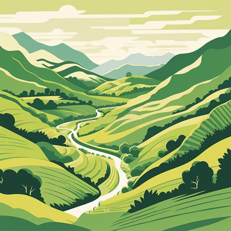 Minimalist Linocut Art: Capturing the Essence of a Valley in One Line ...