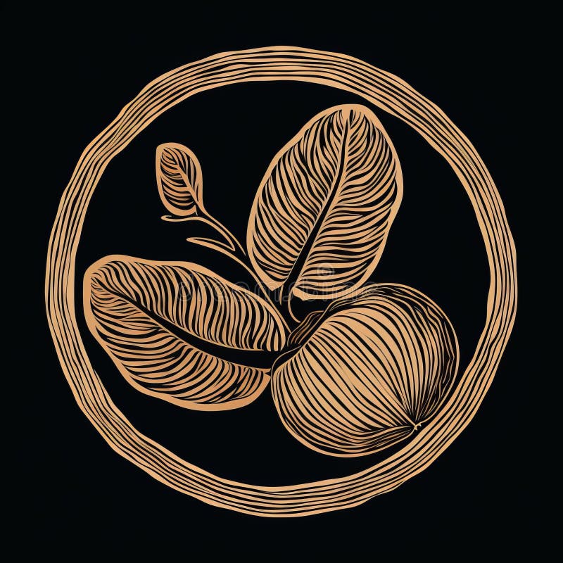 Minimalist Linocut Artwork of a Black Walnut in Negative Space Stock ...