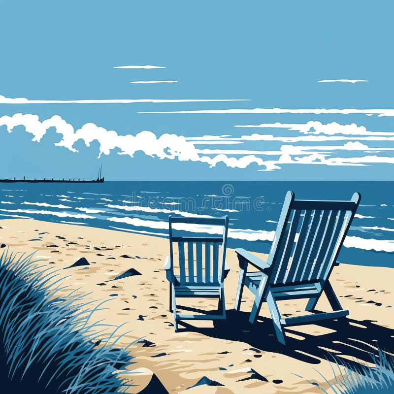 Minimalist Linocut Beach Artwork: Embracing Negative Space with Single ...