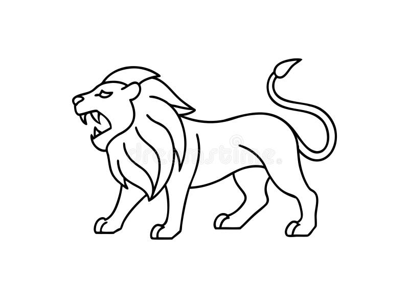 Minimalist Lion Line Art Drawing - Vector Illustration Stock Vector ...
