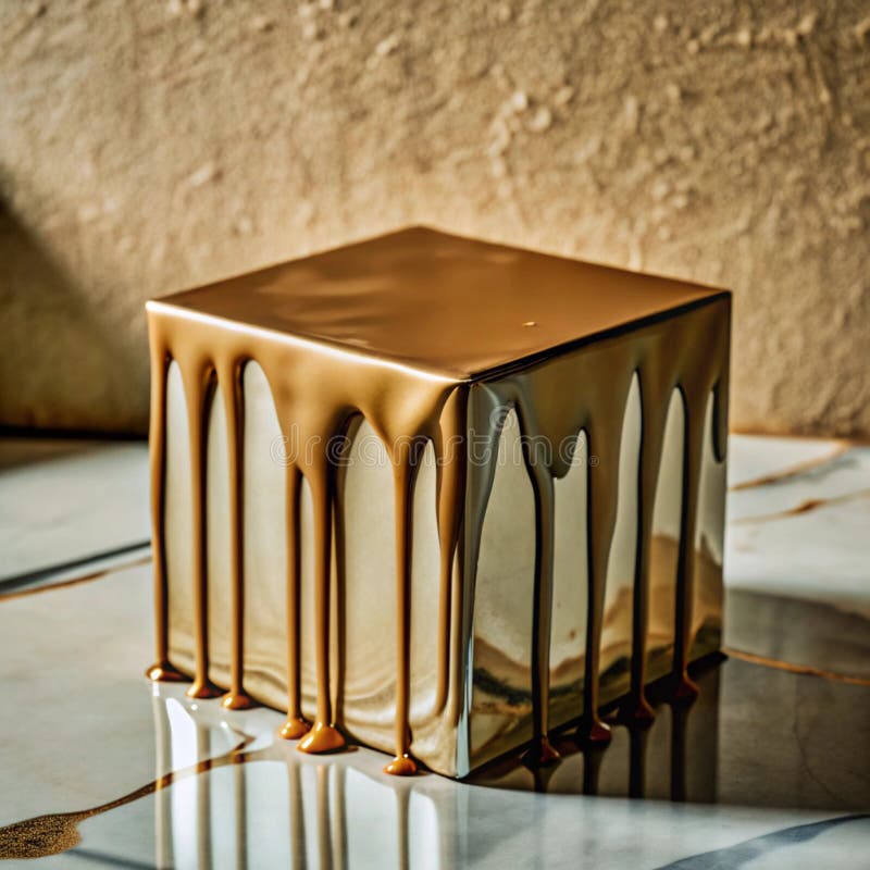 Liquid Drop Detail Cube of Caramel Generative Ai Stock Illustration ...
