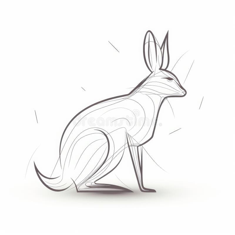 Minimalist Little Hare Wallaby Drawing Stock Illustration ...