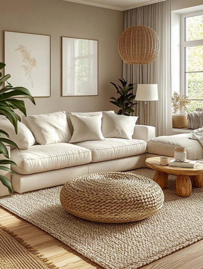 Minimalist Living Room Featuring Clean Lines, Neutral Tones, and Simple ...
