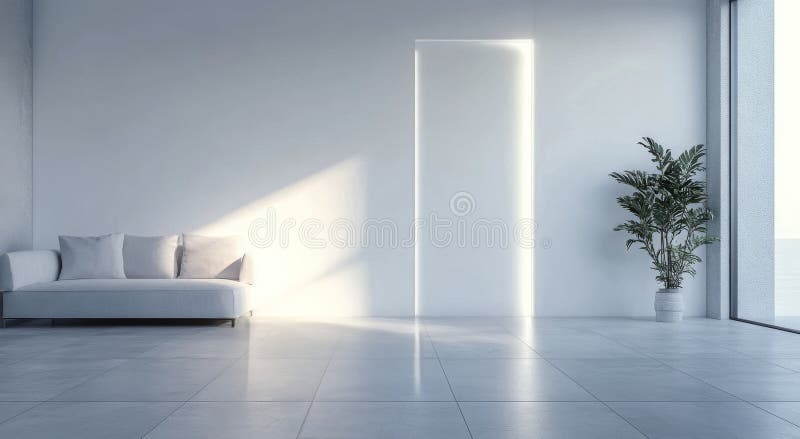 Minimalist Living Room with Large Windows and Natural Light in a Modern ...