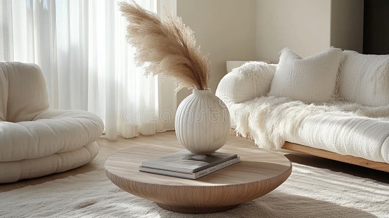 Minimalist Living Room with Natural Light and Neutral Tones Stock ...