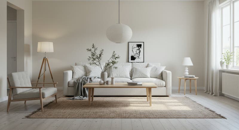 Minimalist Living Room with Neutral Tones and Scandinavian Design ...