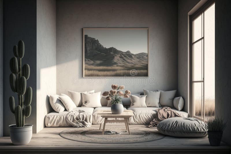 Generative AI : Minimalist Living and Well-being Stock Illustration ...