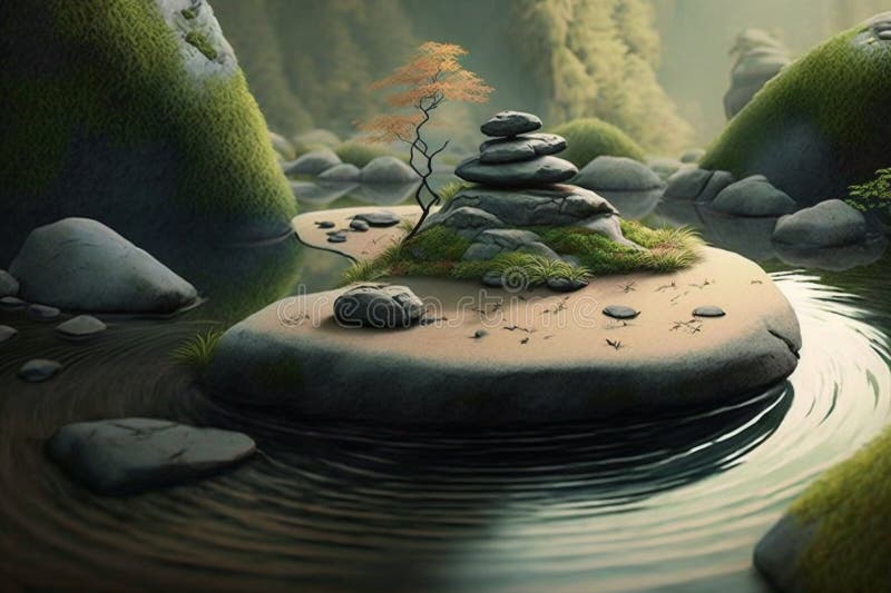 Generative AI : Minimalist Living and Well-being Stock Illustration ...