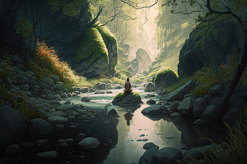 Generative AI : Minimalist Living and Well-being Stock Illustration ...