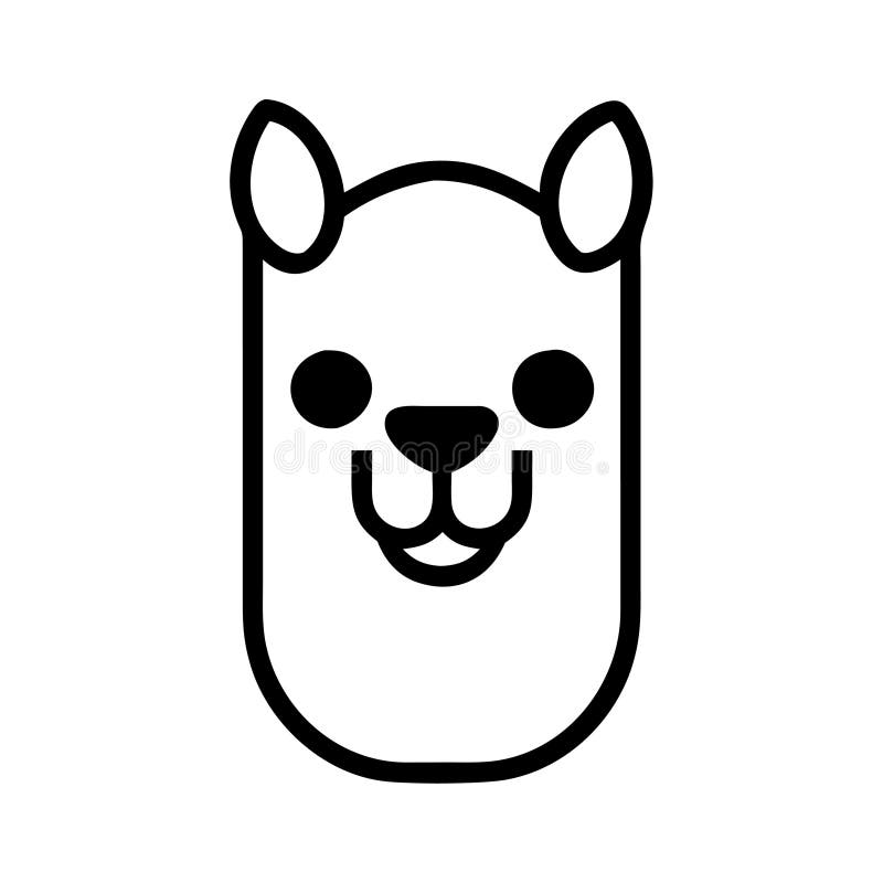 Minimalist Llama Face Vector Illustration for Design Projects Stock ...