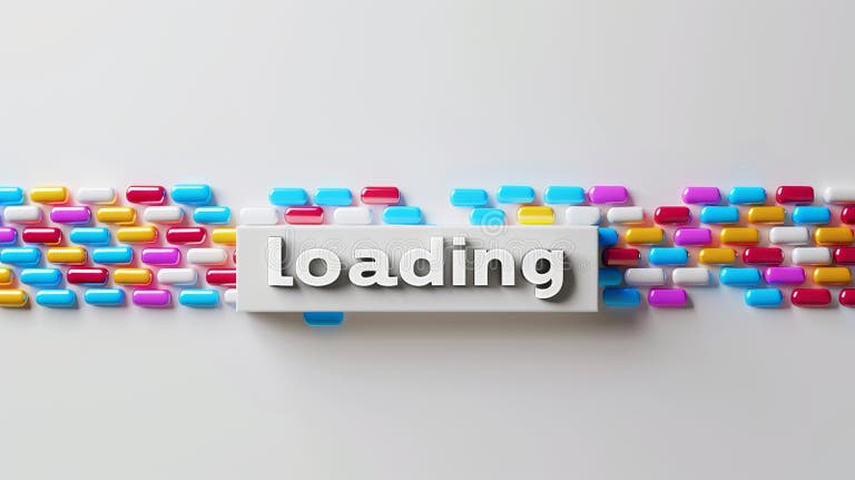 Minimalist Loading Status Illustration with Loading Word and Icons on ...