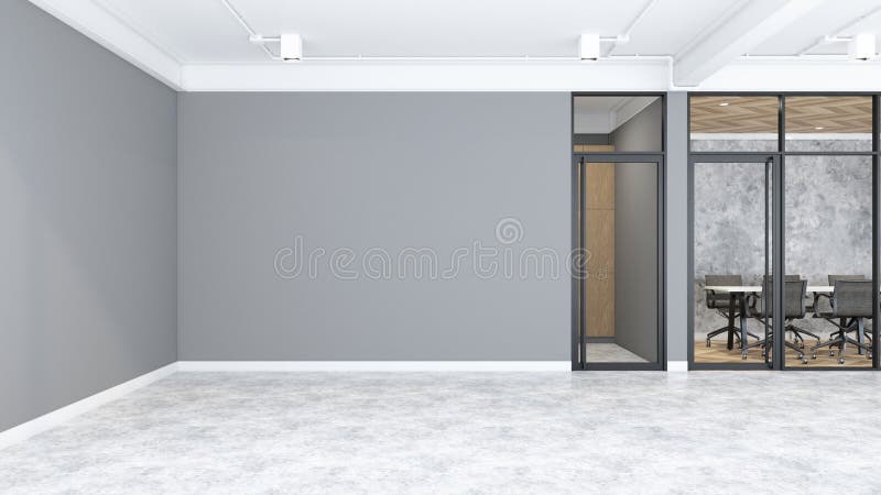 Minimalist Loft Empty Room with Gray Wall and Concrete Floor. 3d ...