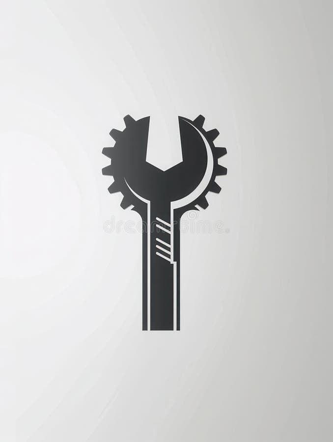 A Minimalist Logo Combines a Wrench and Gear, Representing the Fields ...