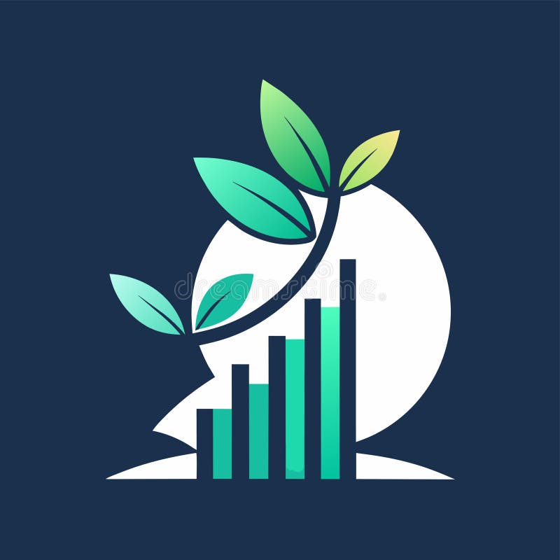 A Minimalist Logo Design with a Bar Graph and Green Leaves Symbolizing ...