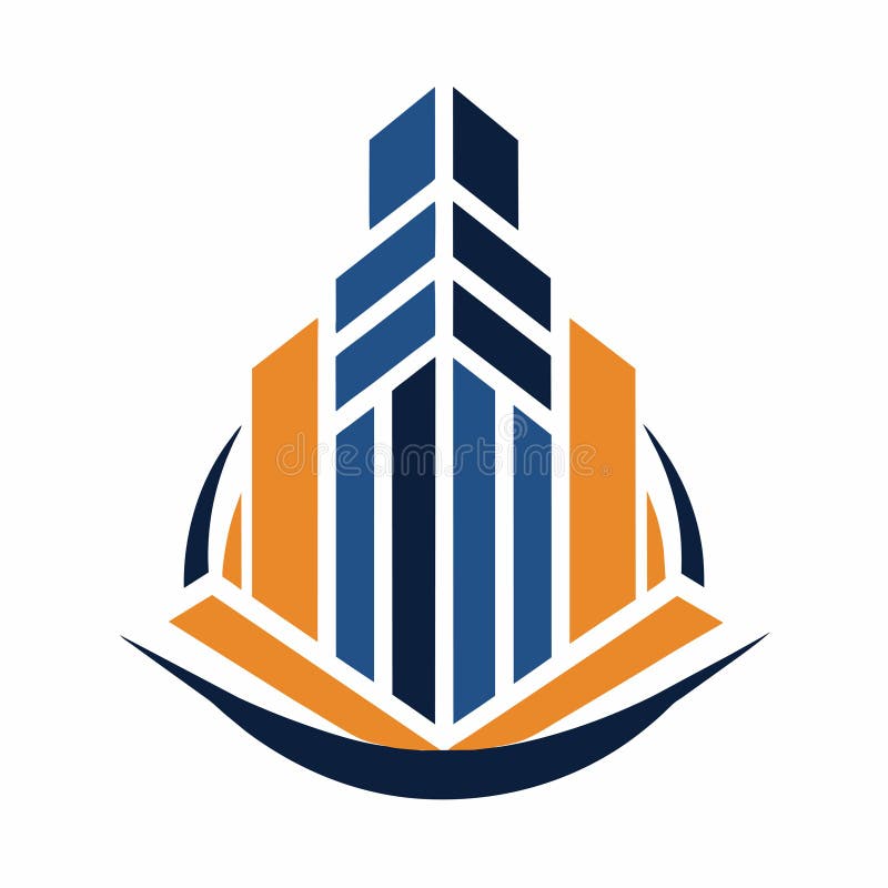 A Minimalist Logo Design Featuring a Stylized Skyscraper in Blue and ...