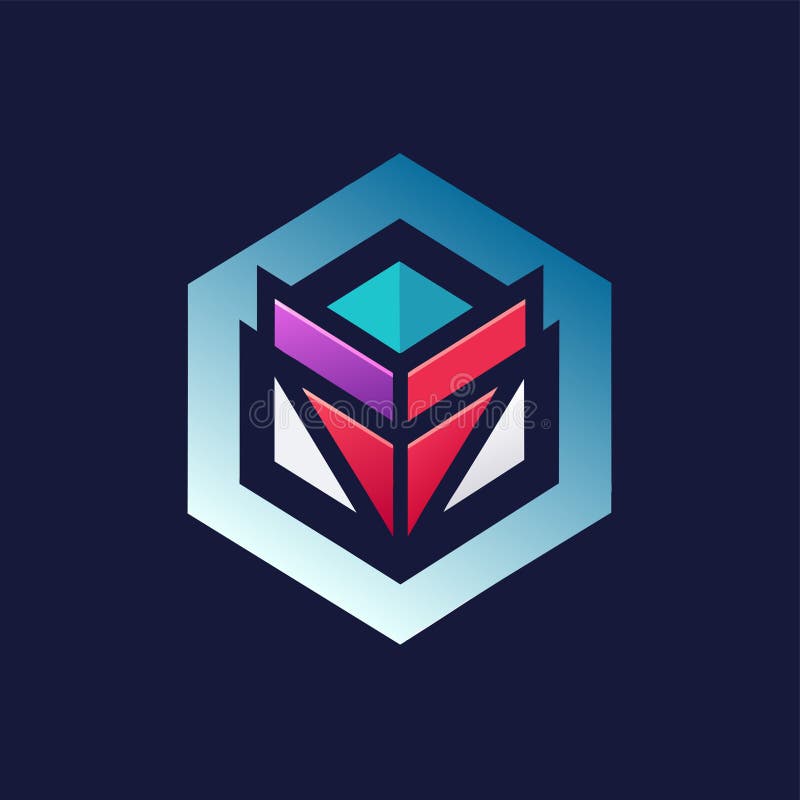 A Minimalist Logo Featuring a Colorful Cube Design on a Dark Background ...