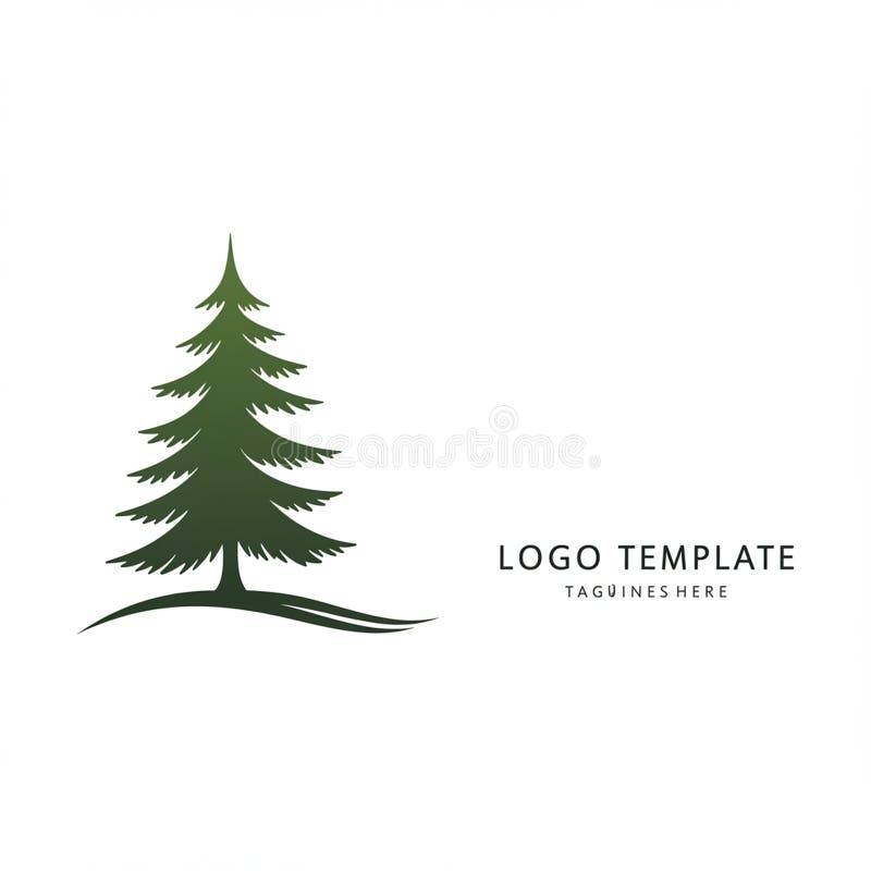 A Minimalist Logo Featuring a Green Silhouette of a Pine Tree (Pinus ...
