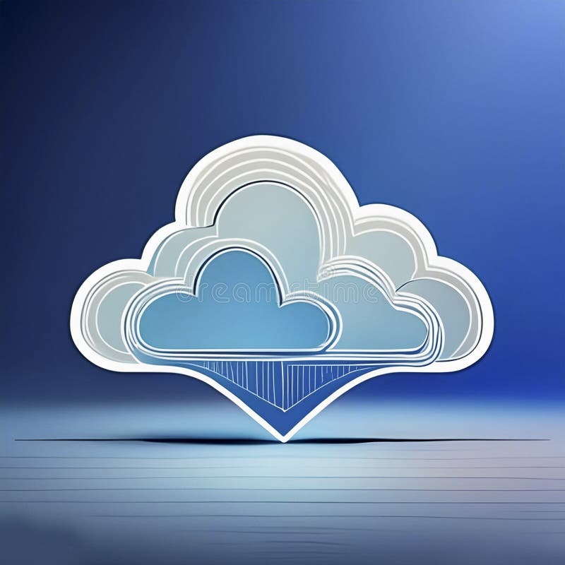 White 2D Cloud Logo on Blue Background Stock Illustration ...